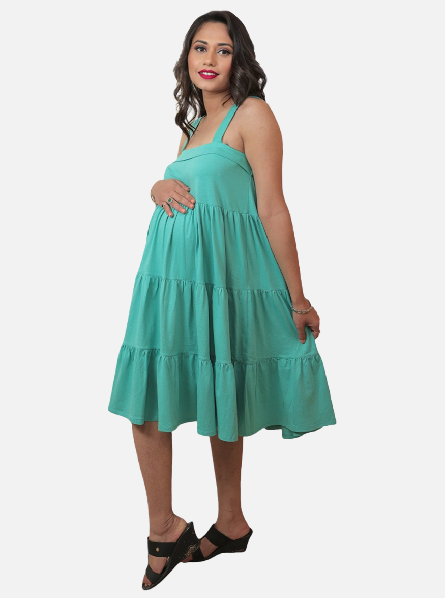 Organic Cotton Broad Strap Maternity Dress - The Tummy Store
