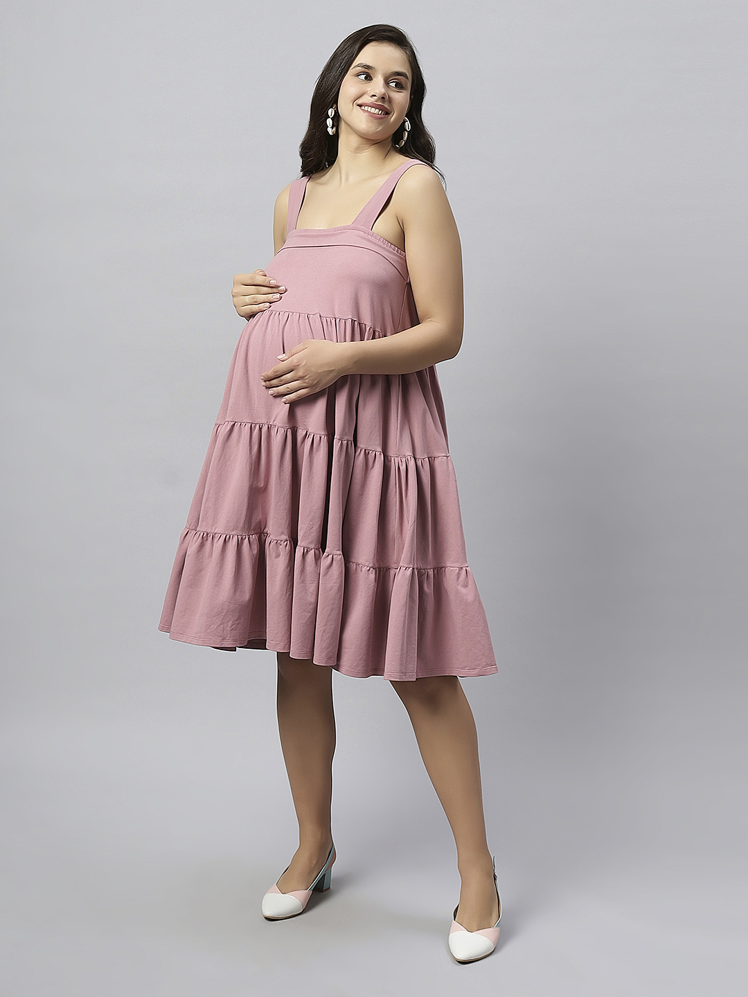 Organic Cotton Broad Strap Maternity Dress - The Tummy Store